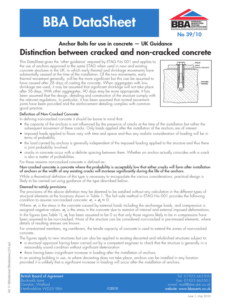 Anchor Bolts For Use in Concrete - BBA | PDF | Stress (Mechanics ...