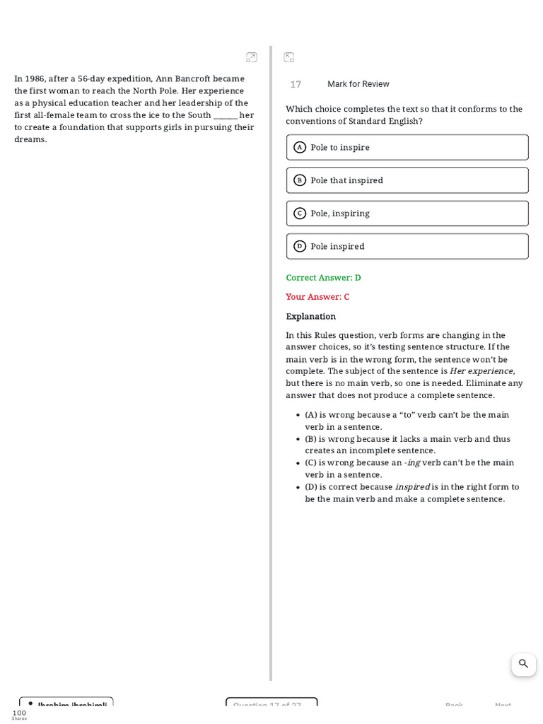 Question 17 Explanation_Digital SAT Mock Test 1, Section 1, Module 1 ...