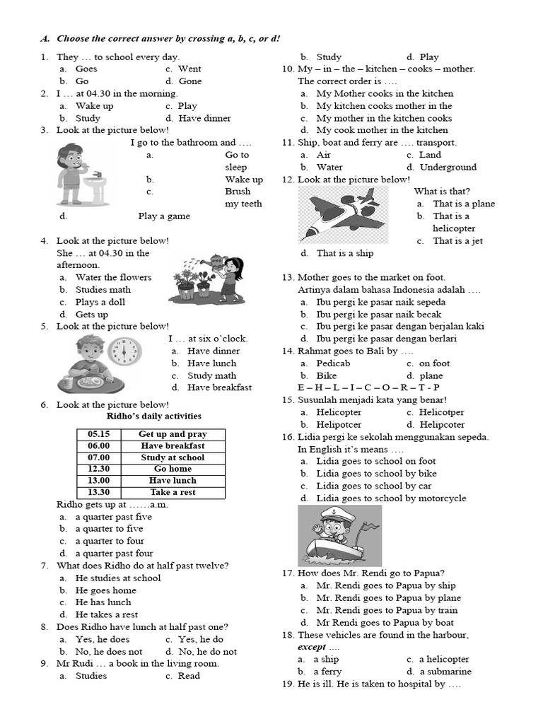 Kelas 4 - Soal Transportation | PDF