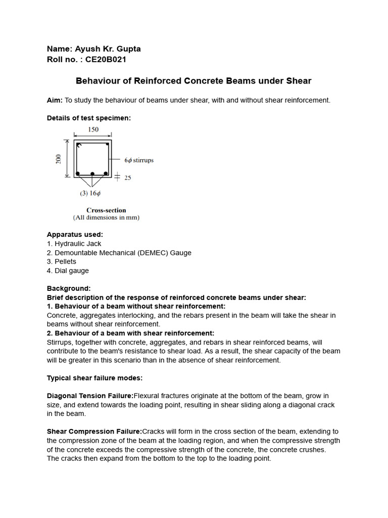 RC3 Behaviour of Reinforced Concrete Beams Under Shear | PDF | Beam (Structure) | Fracture