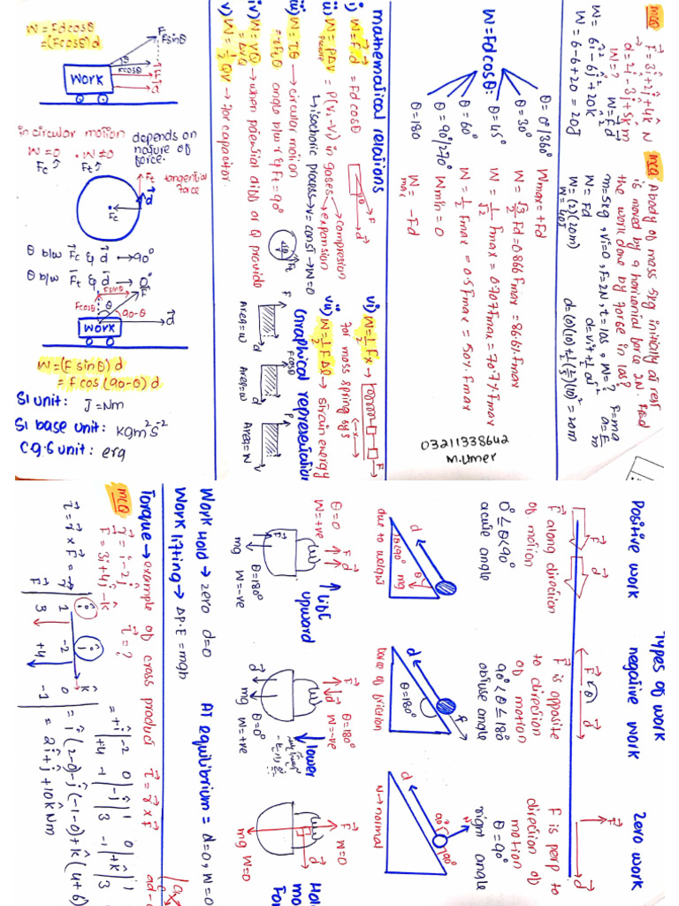 Work, Energy, Power Handmade Notes 1 | PDF