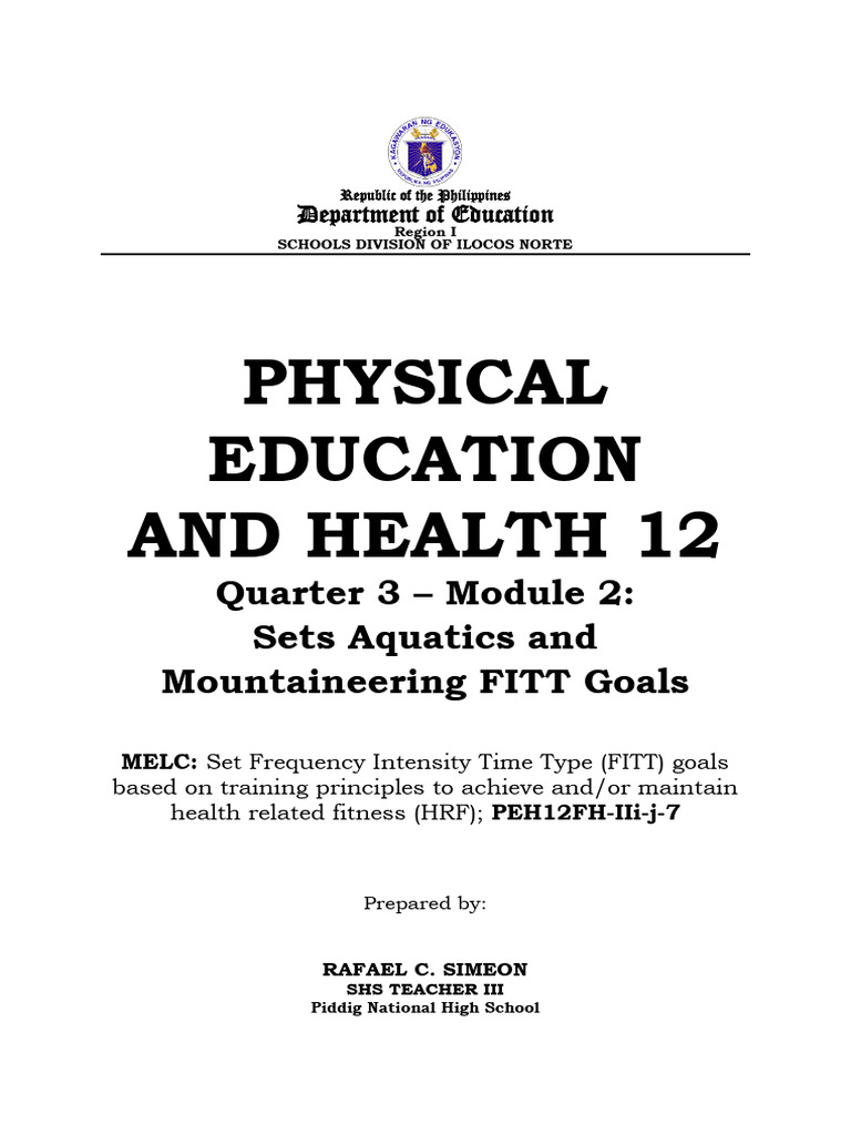 Peh 12 q3 Mod2 Week3 4 Melc02 Mod Simeonrafael C.qad | PDF | Swimming | Physical Fitness