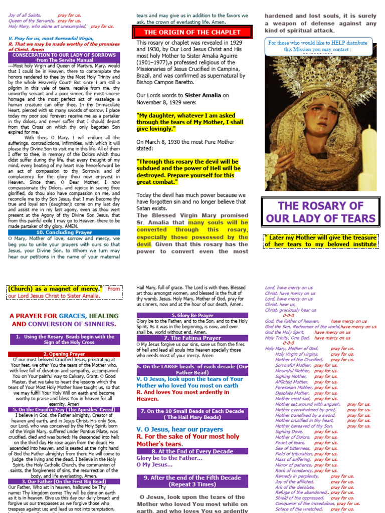Rosary of Tears: A Guide to Prayer | PDF | Mercy | Mary, Mother Of Jesus