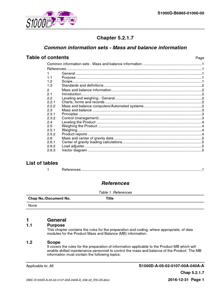 Common Information Sets - Mass and Balance Information | PDF | Weight ...