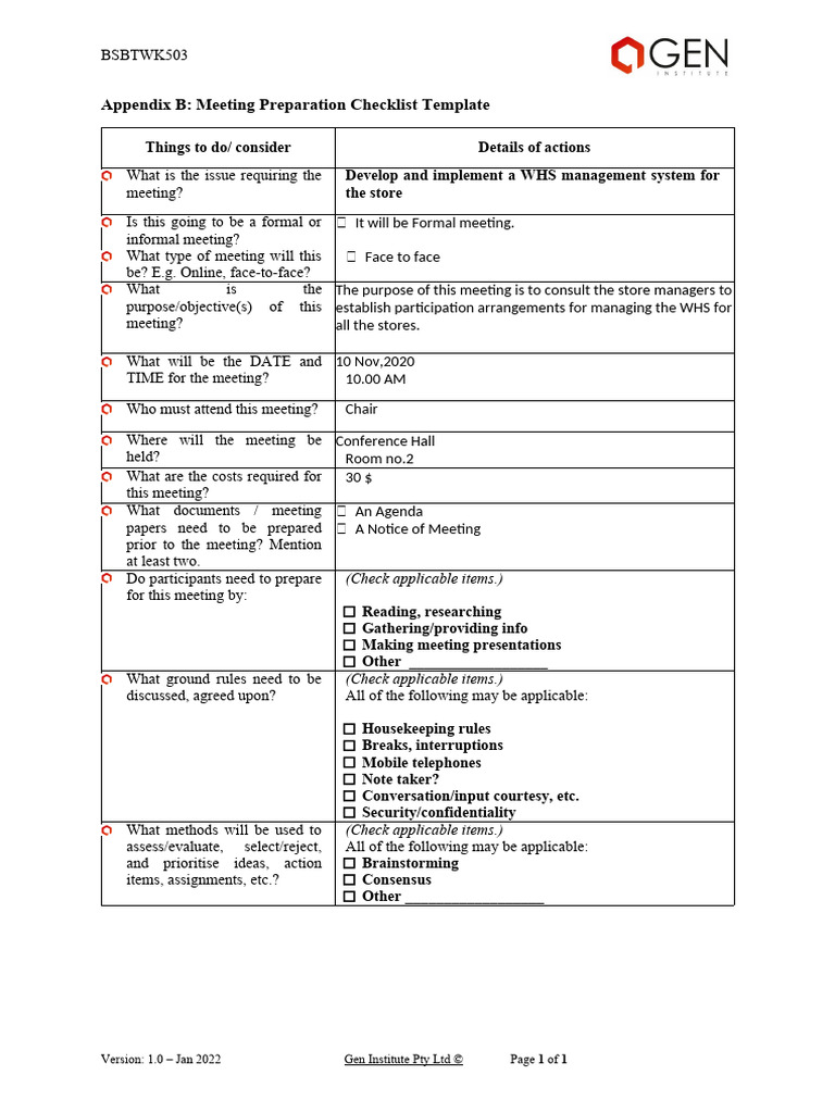 WHS Meeting Preparation Guide | PDF | Business