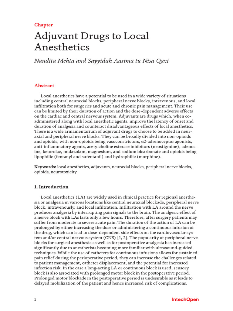 Adjuvant Drugs To Local Anaesthetics | PDF | Analgesic | Opioid