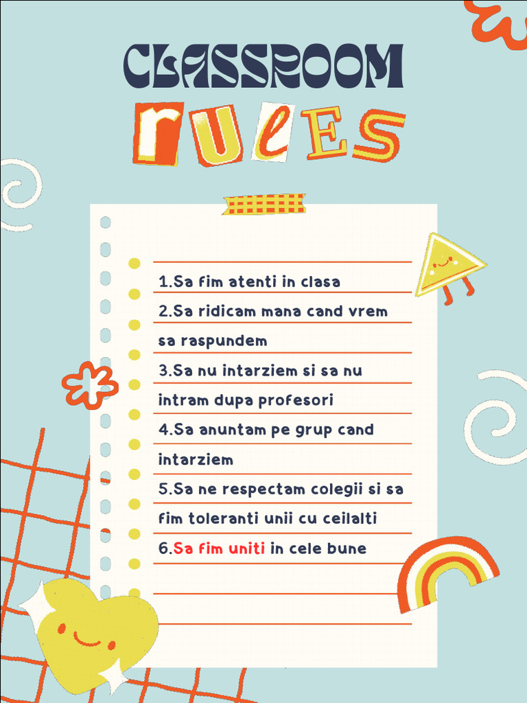 Cyan Simple Scrapbook Classroom Rules Poster | PDF