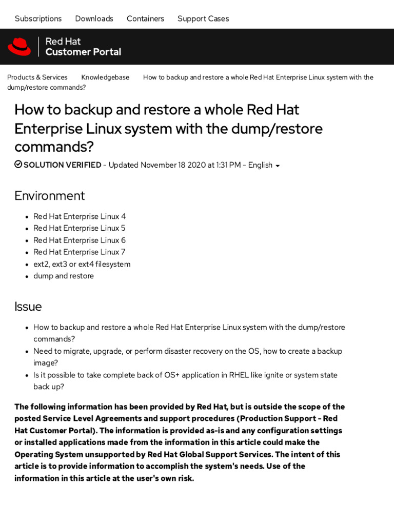 Backup and Restore for Red Hat Linux | PDF | File System | Backup