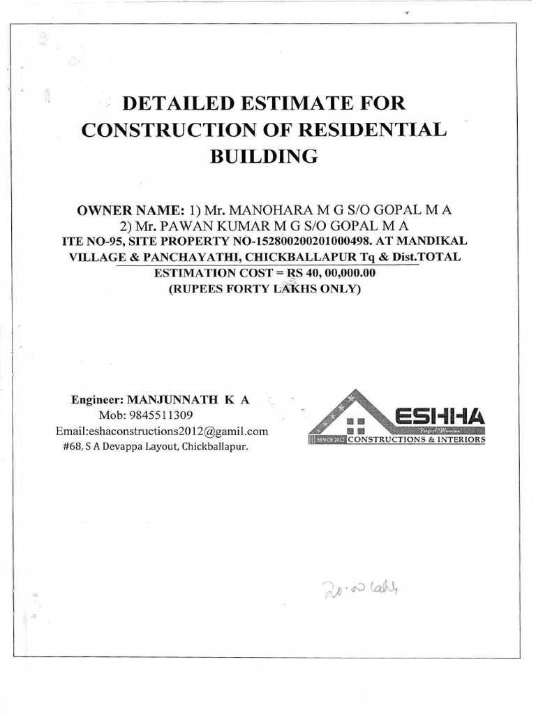 Residential Construction Estimate | PDF | Concrete | Architectural Design