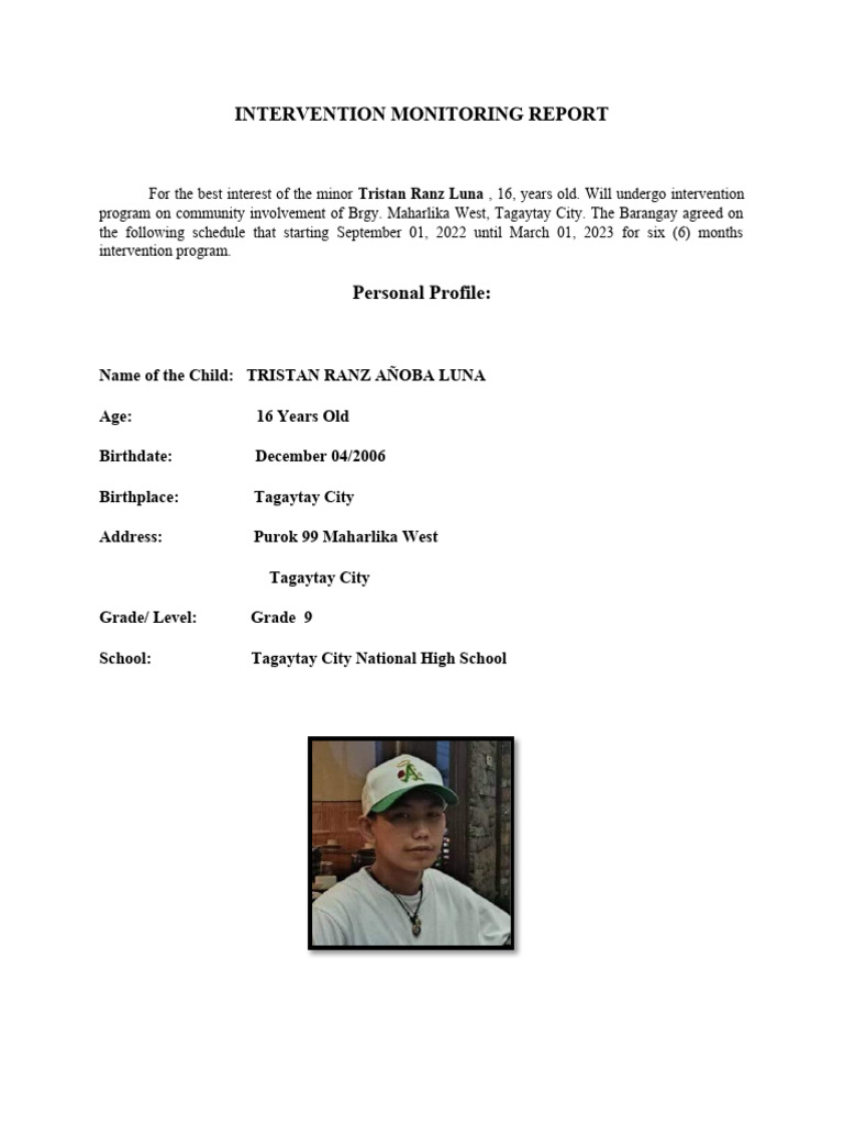 Intervention Monitoring Repor1 | PDF