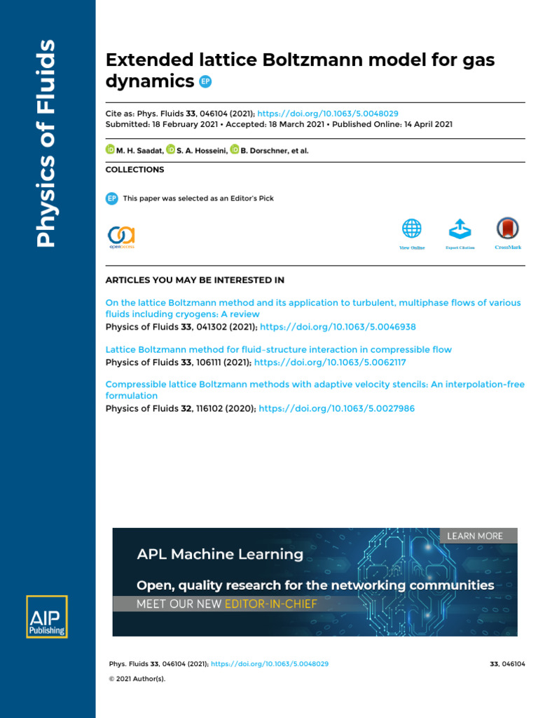 Extended Lattice Boltzmann Model For Gas Dynamics Download Free Pdf Fluid Dynamics