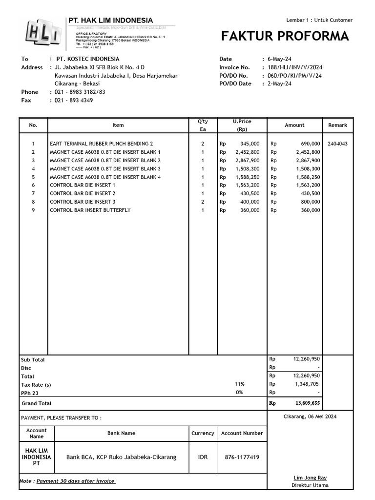 Draft Dok BC Kostec 188 | PDF | Indonesia