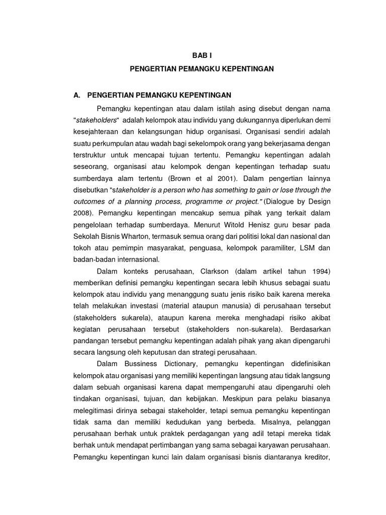 Bab 1 Pengertian Pemangku Kepentingan | PDF