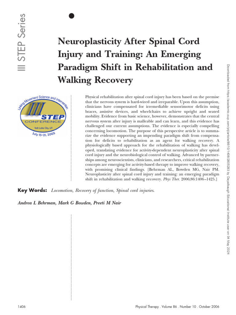 Ptj 1406 Pdf Physical Therapy Neuroscience