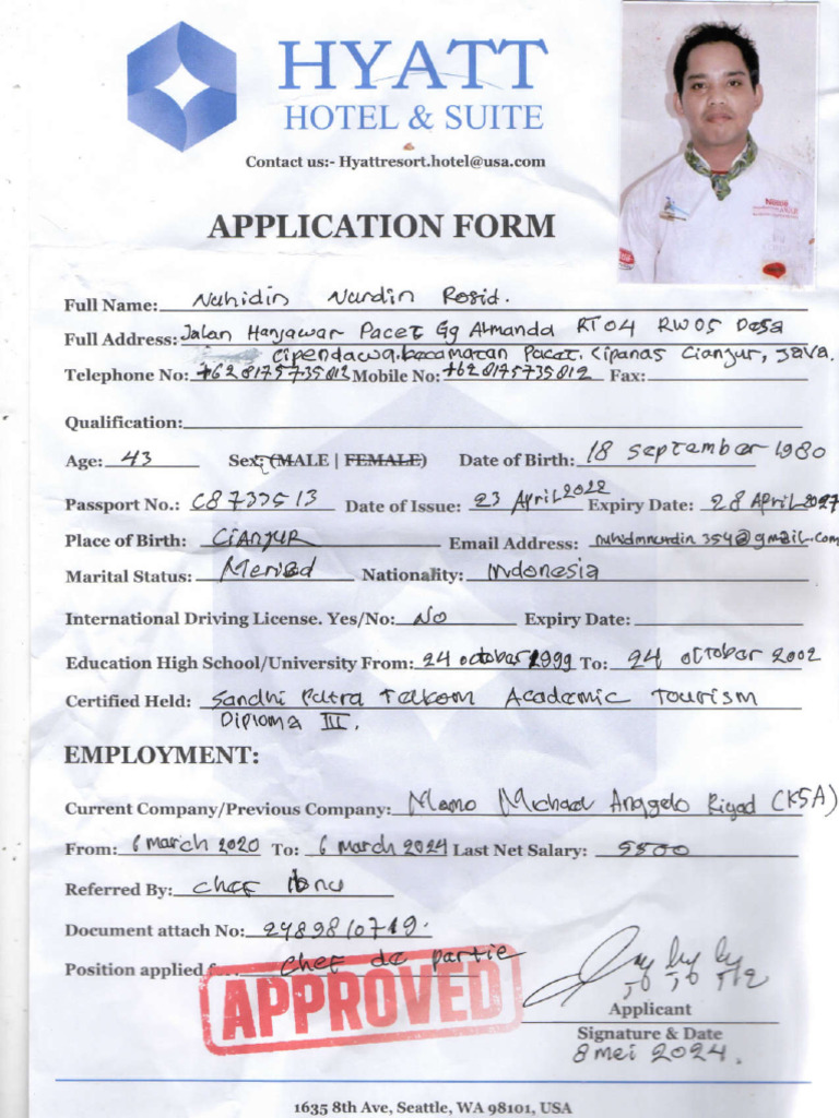 Aplication Form Hyt | PDF