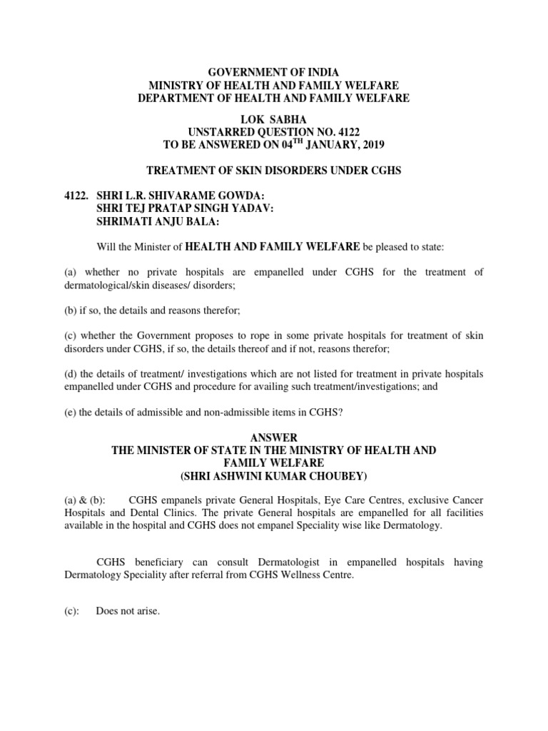Loksabhaquestions Annex 16 AU4122 | PDF | Dermatology | Hospital