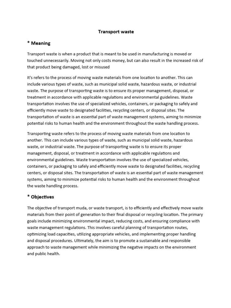 Transport Waste | PDF | Waste | Waste Management