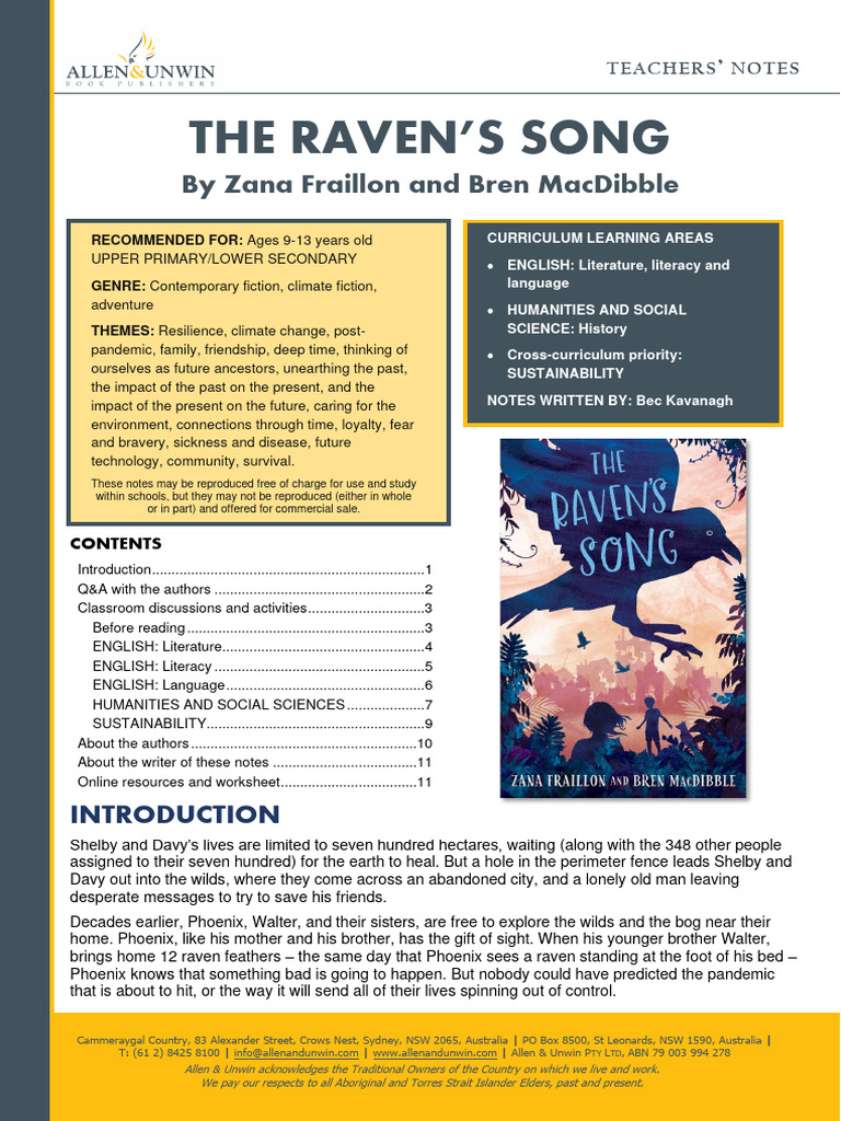 The Raven'S Song: by Zana Fraillon and Bren Macdibble | PDF ...