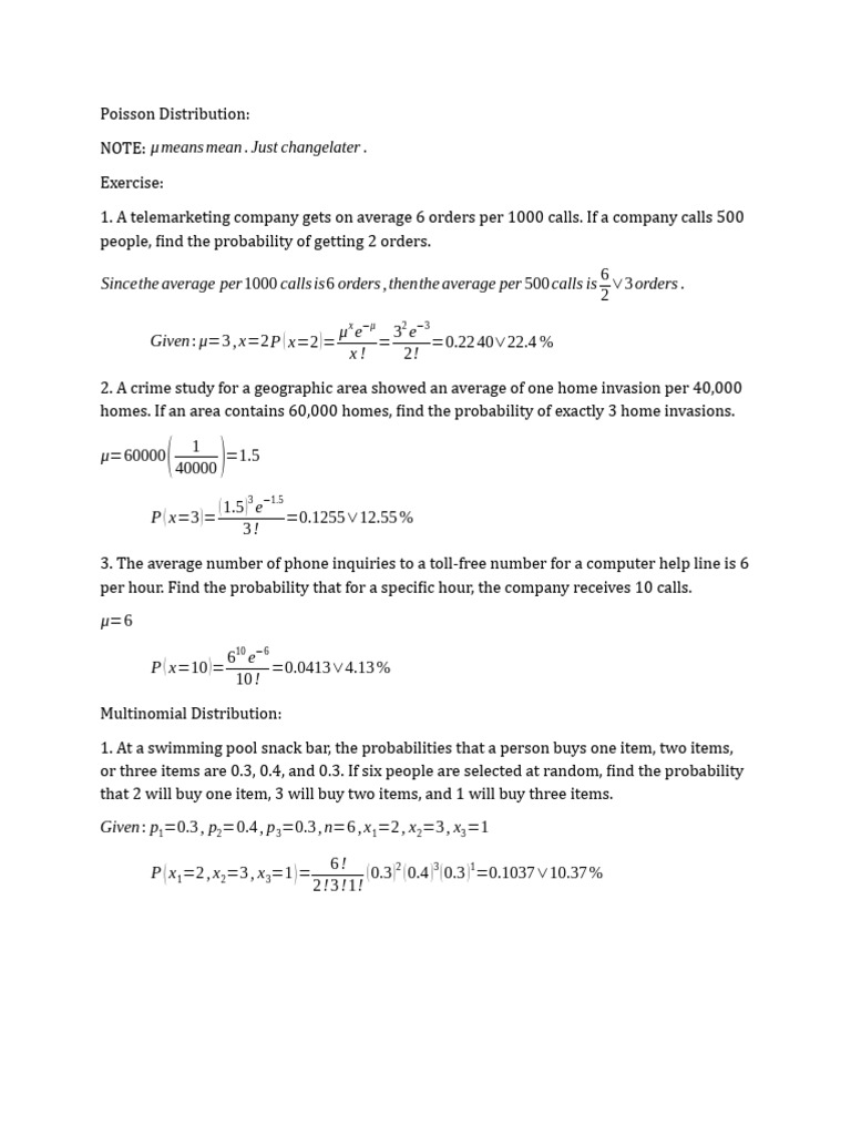 Poisson + Multinomial | PDF | Statistical Theory | Probability