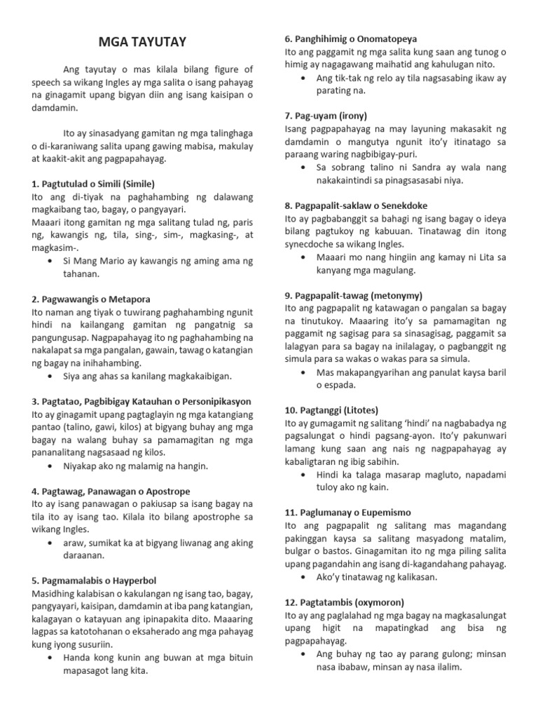 Mga Tayutay | PDF