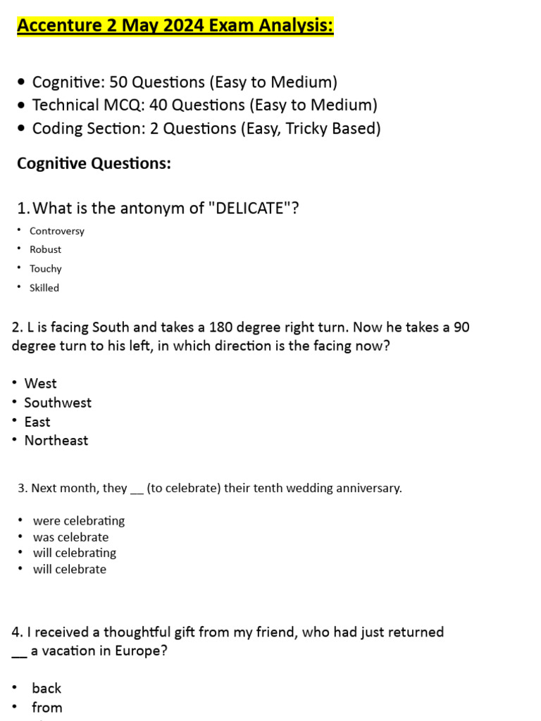 Accenture 2 May 2024 Exam Analysis | Download Free PDF | C++ | Computer ...