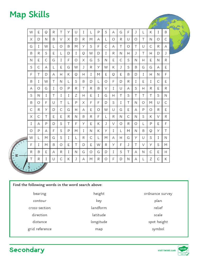 t3 G 342 Map Skills Wordsearch Activity Sheet English | PDF | Earth ...