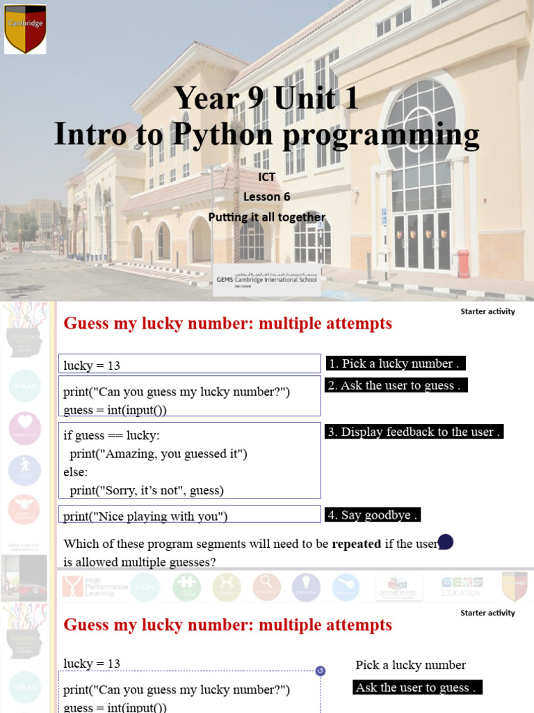 Year 9-Lesson 6-Intro to Python Programming-1 | PDF | Computing | Computer Engineering
