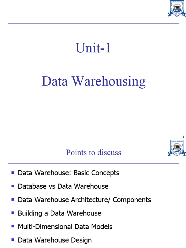 Unit 1 | PDF | Data Warehouse | Databases