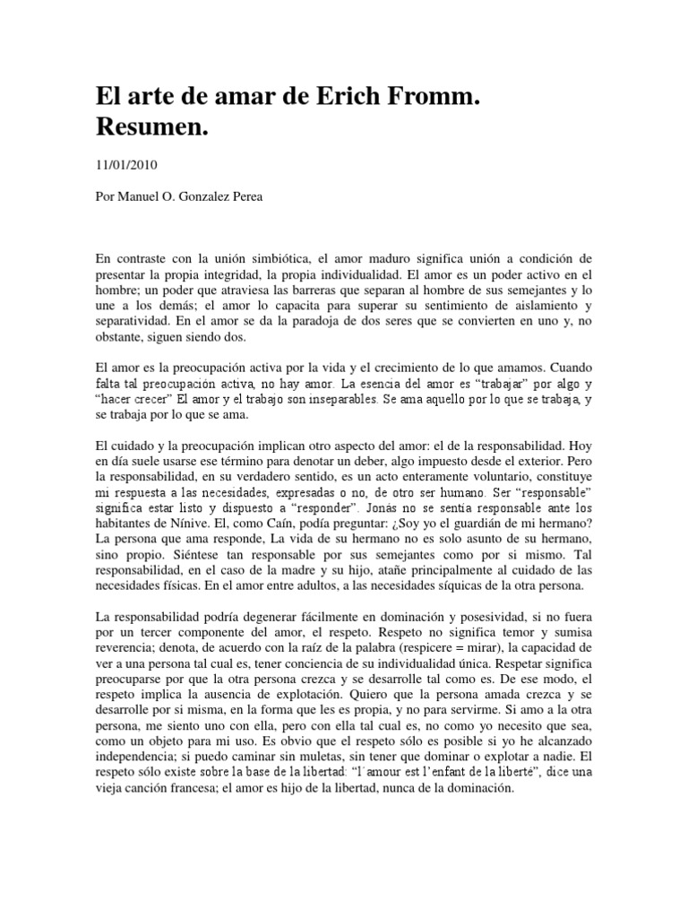 El Arte de Amar de Erich Fromm | PDF | Amor | Conocimiento