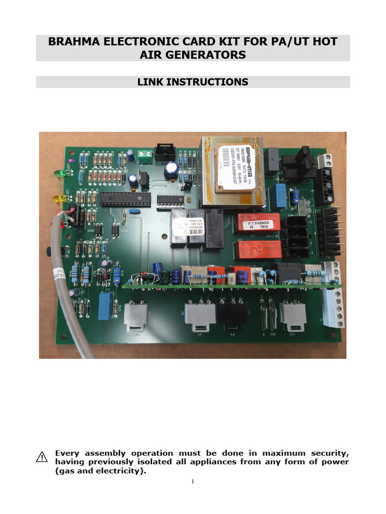 Brahma Electronic Card Kit For Pa/Ut Hot Air Generators: Link Instructions | PDF
