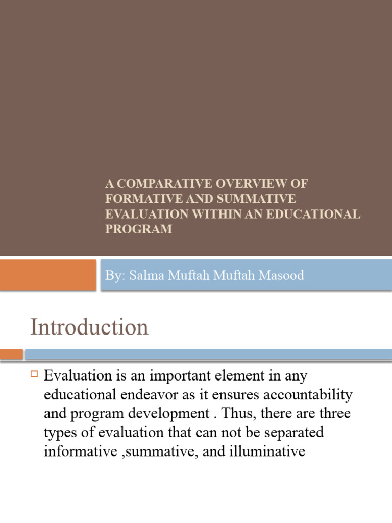 Formative vs. Summative Evaluation Guide | PDF | Evaluation | Curriculum