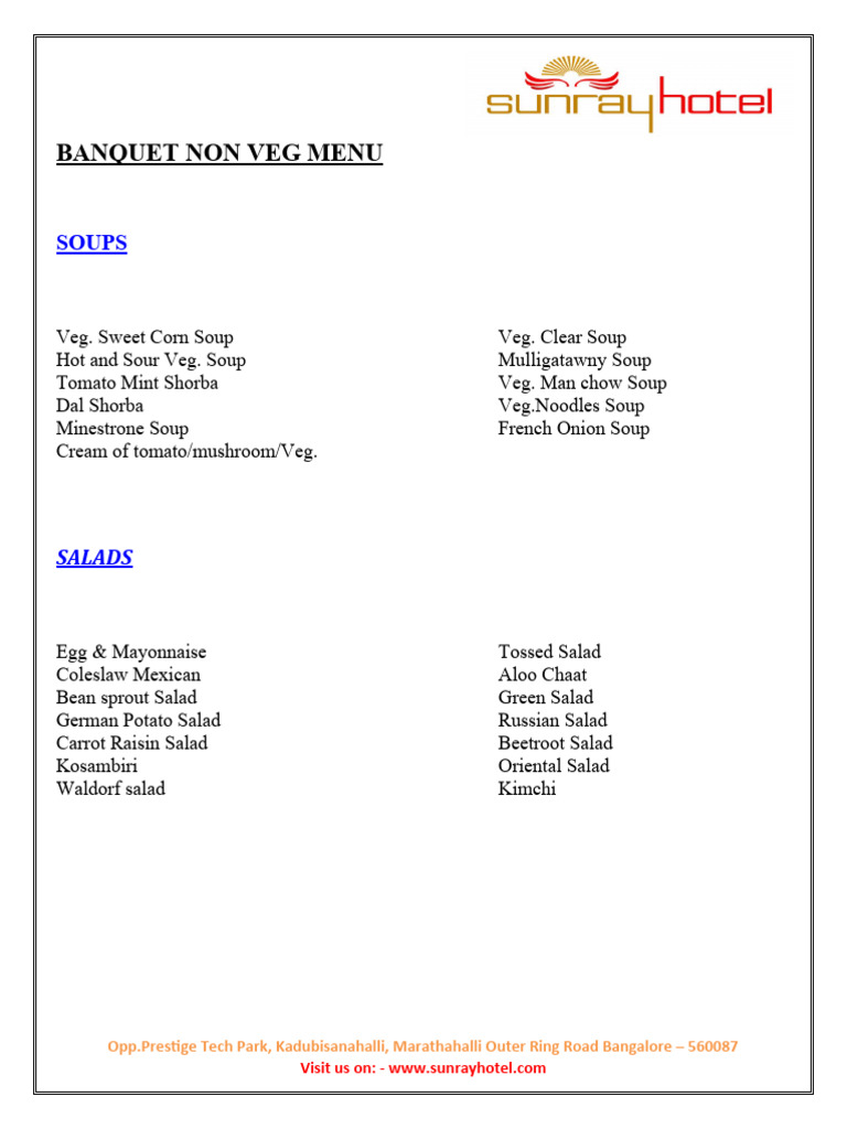Banquet Non-Veg Menu | PDF | Thai Cuisine | Salad