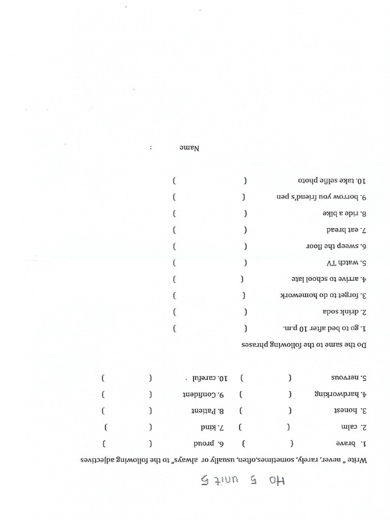 Hang Out 5 Unit 5 Exercise | PDF