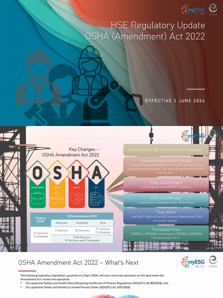 HSE Regulatory Update OSHA Amendment 2022 | PDF | Occupational Safety ... HSE Regulatory Update OSHA Amendment 2022 | PDF | Occupational Safety ...