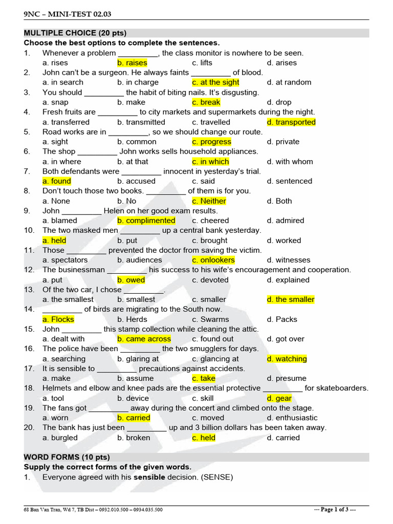 2023 9NC Mini-Test 02.03 | PDF