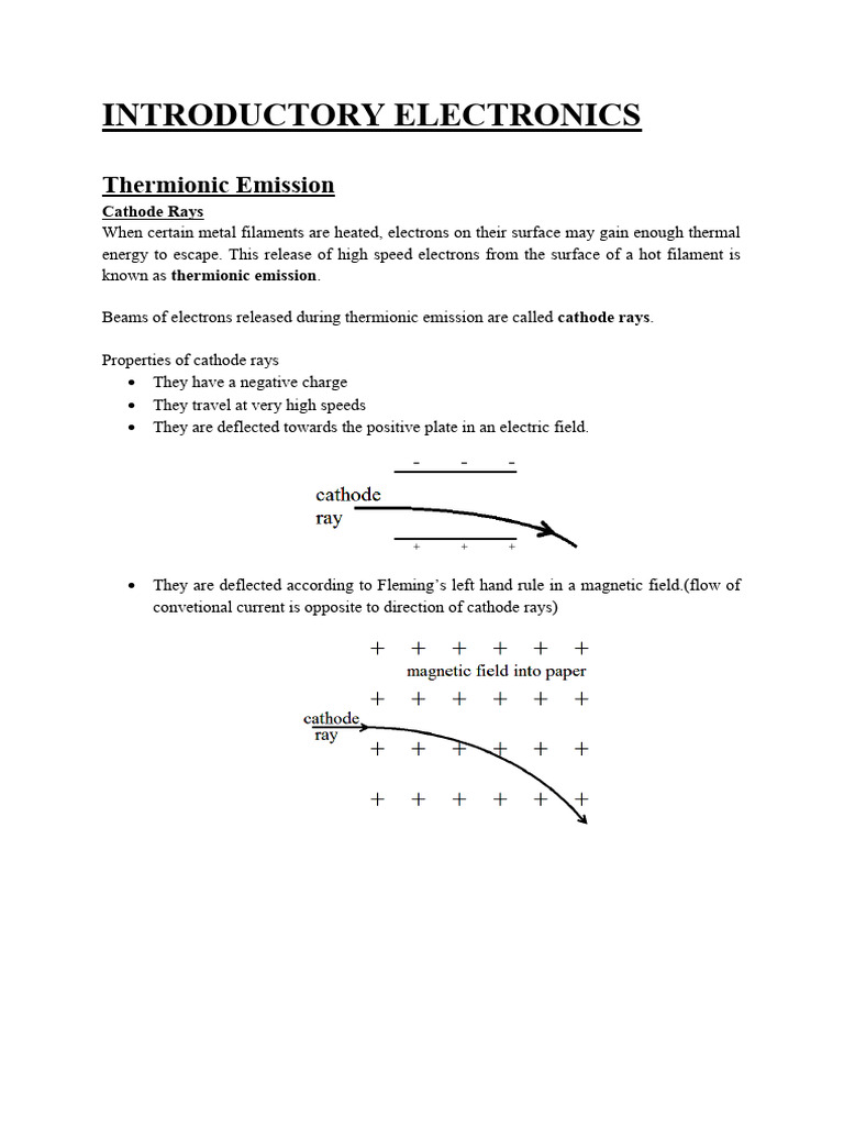 Thermionic Emission & Cathode Rays | PDF | Cathode | Electron