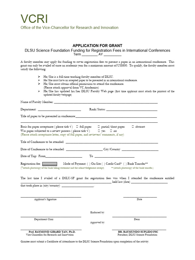 Application For Conferece Registration (ICA 2022) | PDF