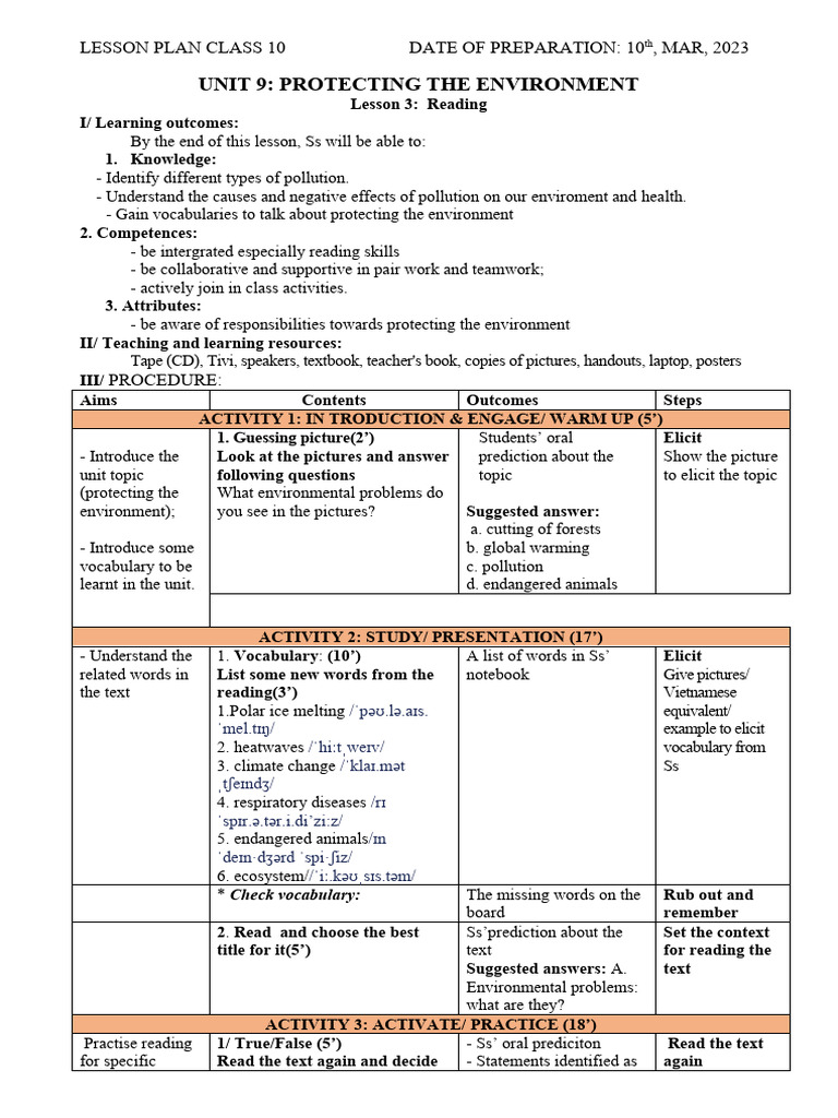 Unit 9: Reading on Environmental Issues | PDF | Learning | Vocabulary