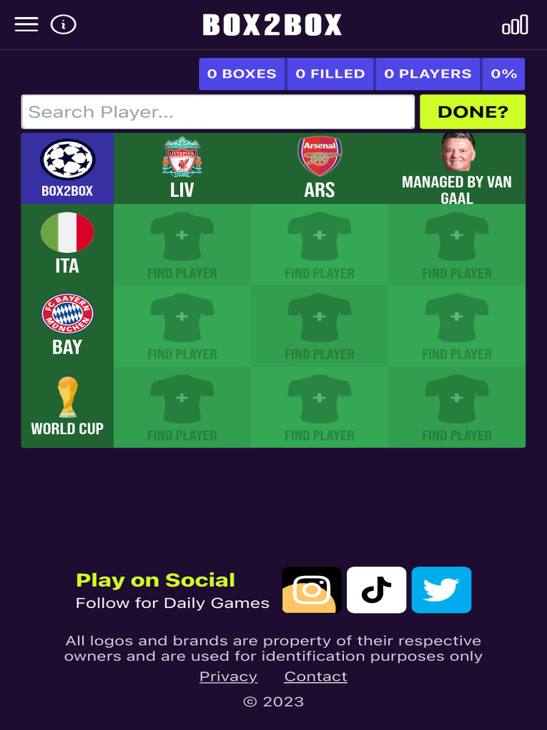 Box2Box - Complete The European Football Grid | PDF