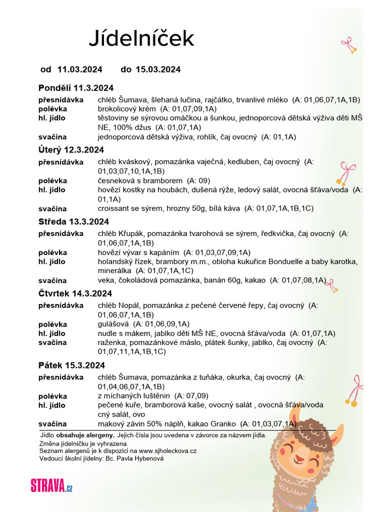 Jídelní Lístek 11.-15.3.2024 | PDF