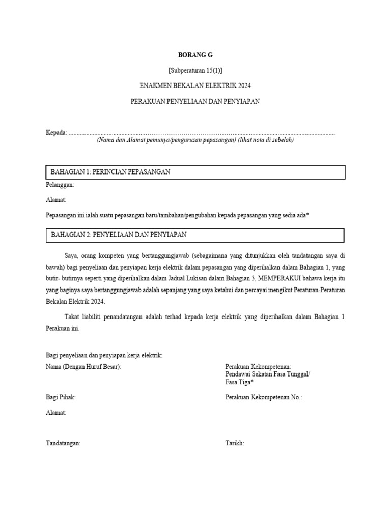 Borang G - Perakuan Penyeliaan Dan Penyiapan | PDF