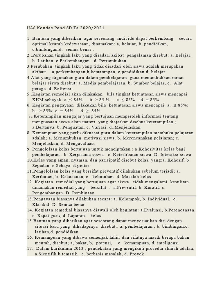 UTS KOndas SD 2022 | PDF