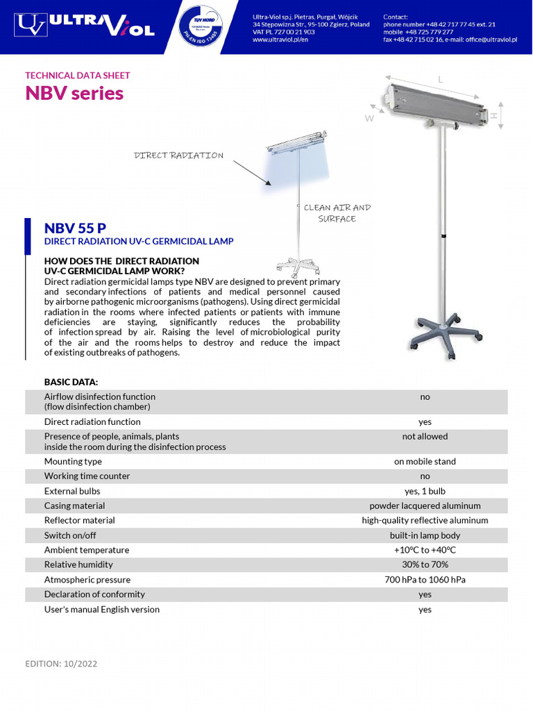 NBV 55 P - Product Fiche - Technical Data Sheet - EN | PDF | Ultraviolet | Radiation