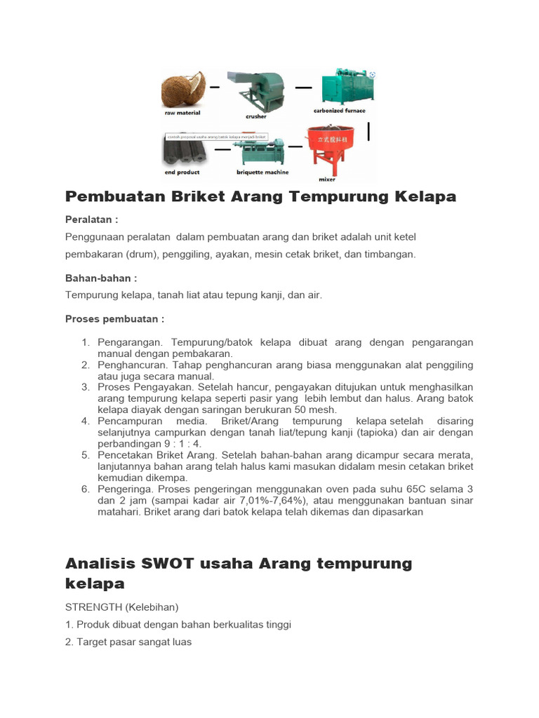 Cara Membuat Briket Arang Kelapa | PDF | Memasak, Makanan, & Anggur ...