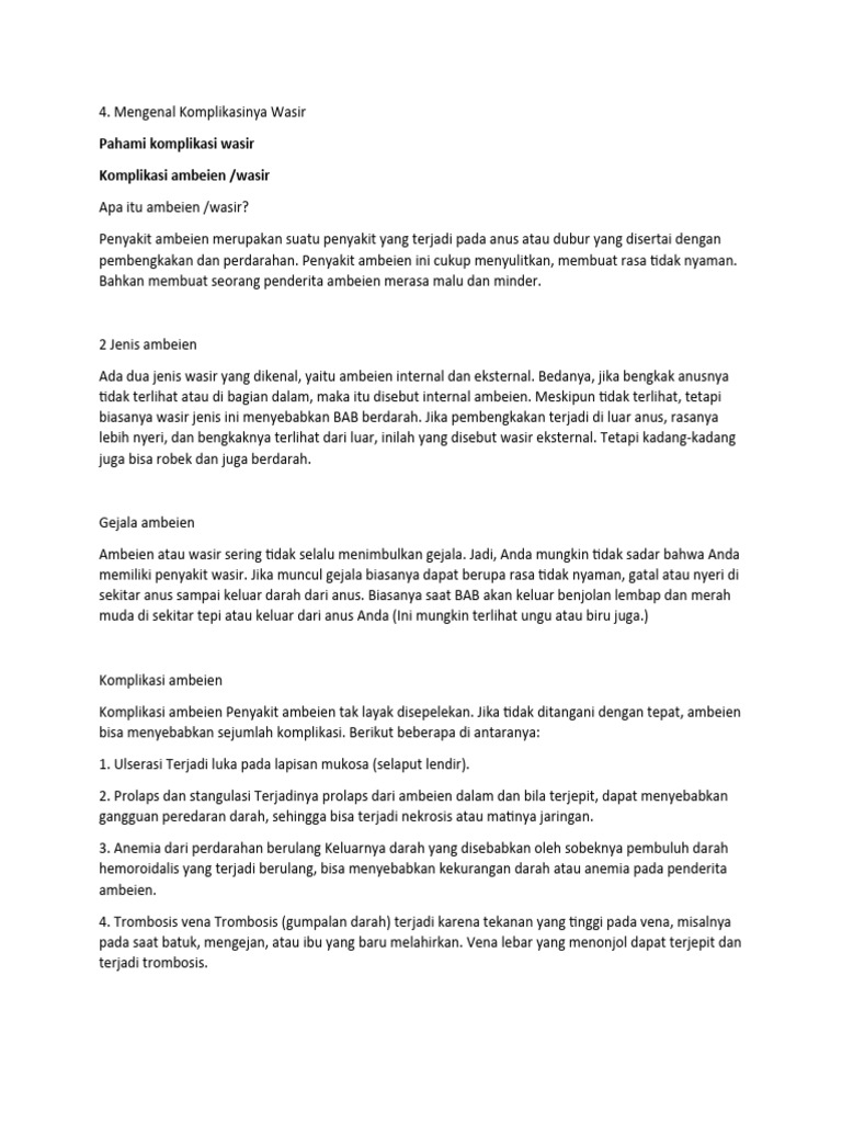 Komplikasi dan Terapi Wasir Modern | PDF | Kesehatan Holistik