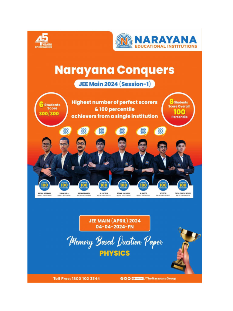 JEE MAIN - QP - 04 April 2024 - Physics - FN | PDF