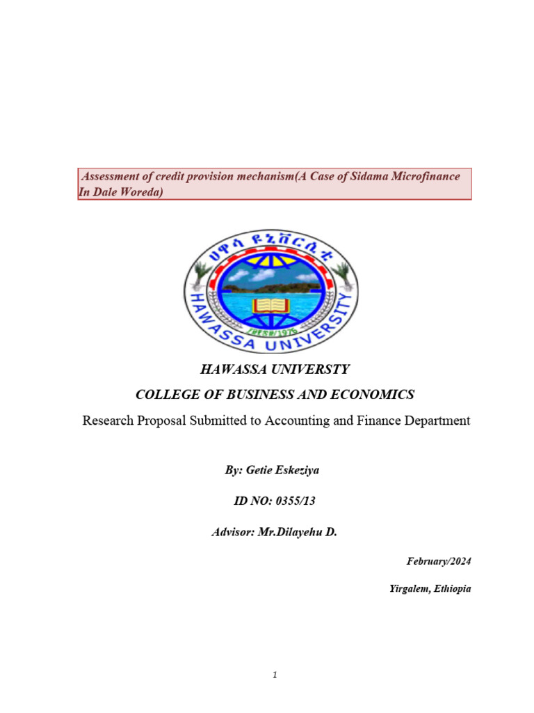 Getie Proposal | PDF | Loans | Microfinance