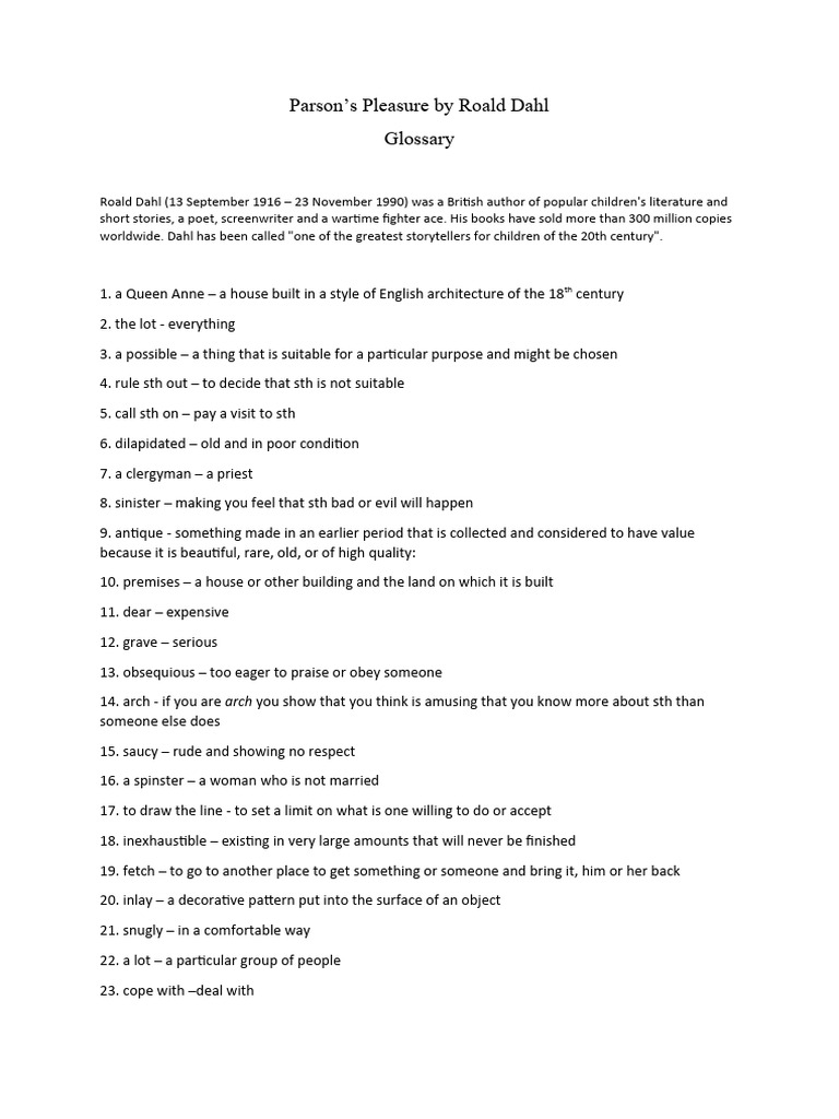 Parson's Pleasure - Glossary | PDF