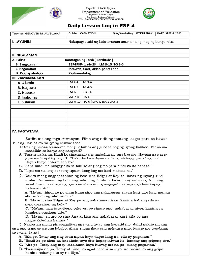 DLL Esp q1 Lesson 1b | PDF