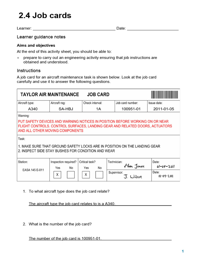 Job Card, 9th | PDF